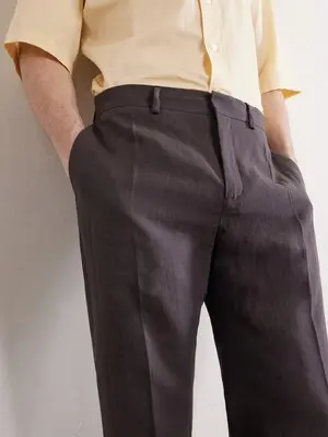 A KIND OF GUISE Linen Tailored Wide Trousers - Brown