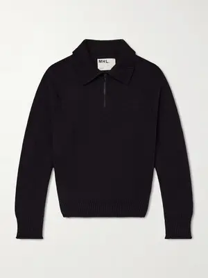 MARGARET HOWELL Wool And Cotton-blend Half-zip Sweater
