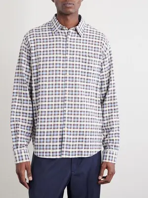 Nn07 Deon 50037 Checked Organic Cotton Shirt - Blue