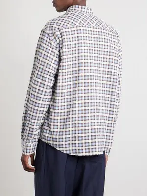 Nn07 Deon 50037 Checked Organic Cotton Shirt - Blue