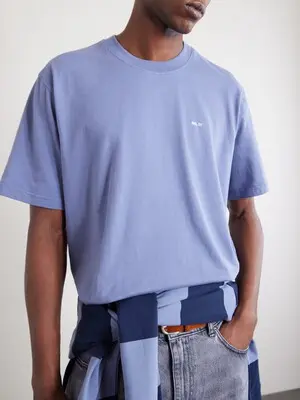 Nn07 Logo-embroidered Pima Cotton-jersey T-shirt - Blue