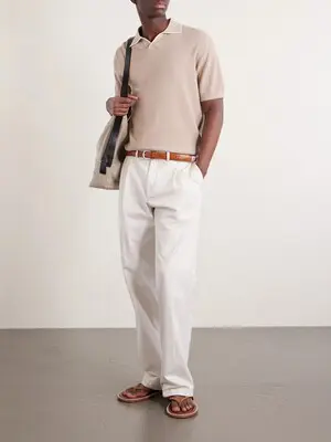 Hartford Open-collar Cotton-piqué Polo Shirt - Neutrals