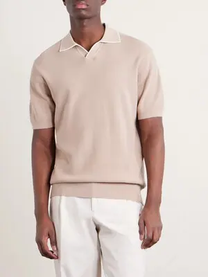 Hartford Open-collar Cotton-piqué Polo Shirt - Neutrals