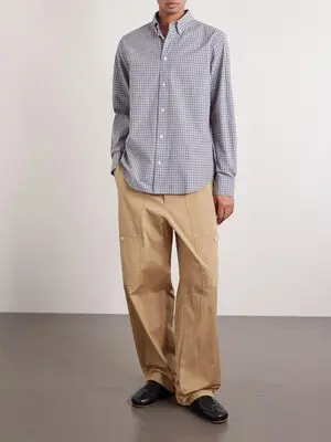 Nn07 Colby 50024 Button-down Collar Checked Cotton Shirt - Blue