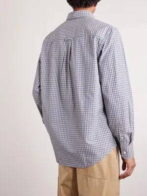 Nn07 Colby 50024 Button-down Collar Checked Cotton Shirt - Blue