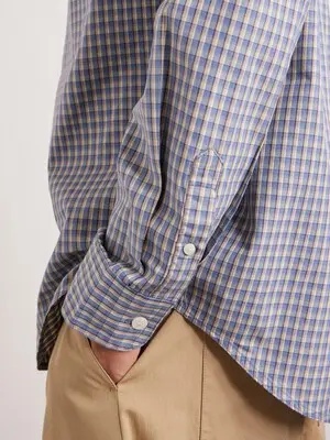 Nn07 Colby 50024 Button-down Collar Checked Cotton Shirt - Blue