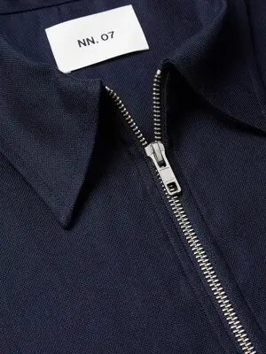 Nn07 Bruno 1808 Lenzing™ Ecovero™ And Linen-blend Half-zip Polo Shirt - Blue
