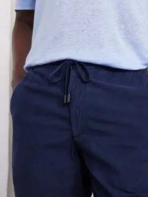 SLOWEAR Straight-leg Cotton-corduroy Drawstring Shorts - Blue