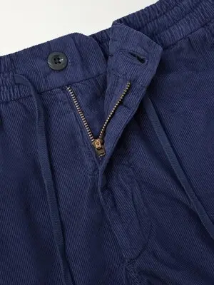 SLOWEAR Straight-leg Cotton-corduroy Drawstring Shorts - Blue
