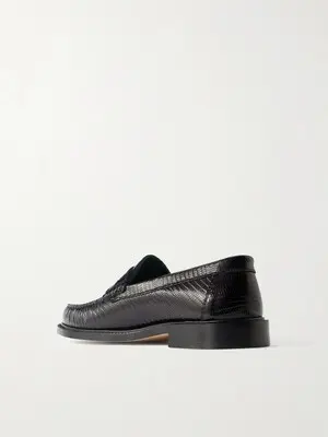 VINNY'S Yardee Lizard-effect Leather Penny Loafers