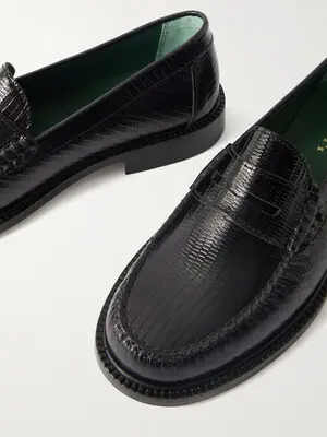VINNY'S Yardee Lizard-effect Leather Penny Loafers