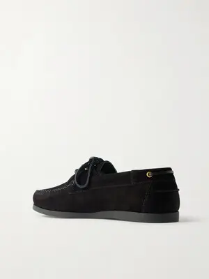 VINNY'S Boatman Suede Boat Shoes - Black