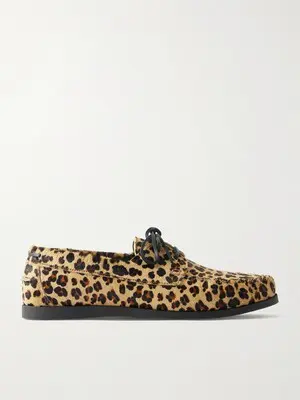VINNY'S Boatman Leopard-print Boat Shoes - Brown