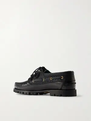 VINNY'S Aztec Leather Boat Shoes - Black