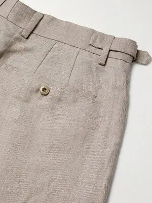 Nn07 Straight-leg Pleated Linen And Wool-blend Trousers - Neutrals