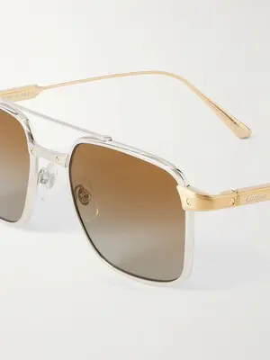 Cartier Santos Aviator-style Sunglasses - Silver