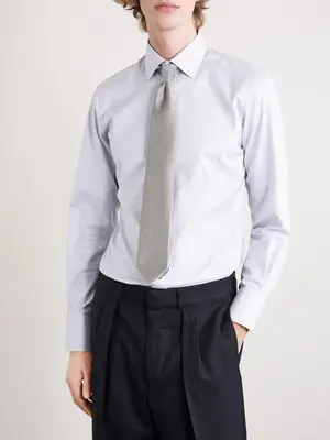 TOM FORD Slim-fit Cutaway-collar Houndstooth Cotton Shirt - Gray
