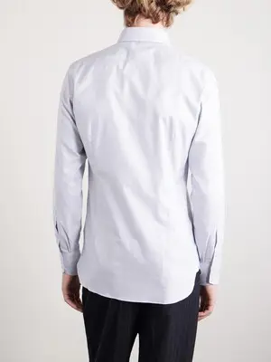 TOM FORD Slim-fit Cutaway-collar Houndstooth Cotton Shirt - Gray