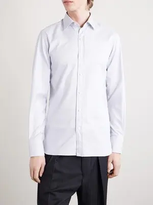 TOM FORD Slim-fit Cutaway-collar Houndstooth Cotton Shirt - Gray