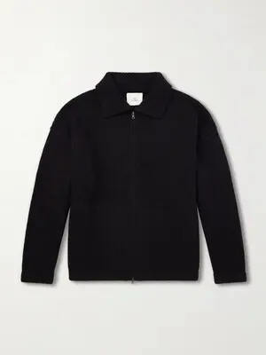 THE ELDER STATESMAN Hunter Cashmere Zip-up Sweater - Black