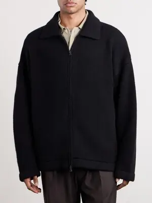 THE ELDER STATESMAN Hunter Cashmere Zip-up Sweater - Black