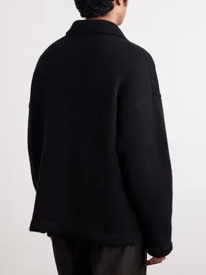 THE ELDER STATESMAN Hunter Cashmere Zip-up Sweater - Black