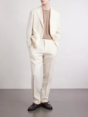 SAMAN AMEL Linen Suit Jacket - Neutrals