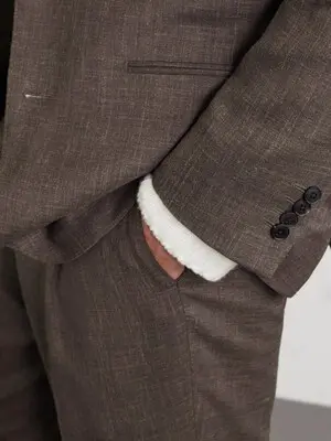 SAMAN AMEL Slim-fit Wool, Silk And Linen-blend Suit Jacket - Gray