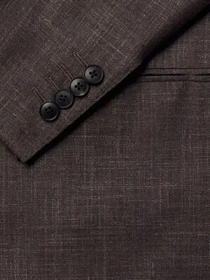 SAMAN AMEL Slim-fit Wool, Silk And Linen-blend Suit Jacket - Gray