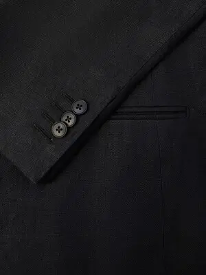 SAMAN AMEL Linen Double-breasted Blazer - Black