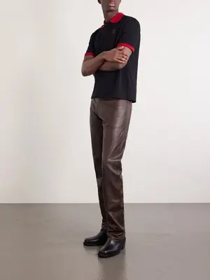 Versace Straight-leg Leather Trousers - Brown