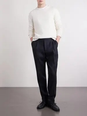 SAMAN AMEL Amie Straight-leg Linen Suit Trousers - Black
