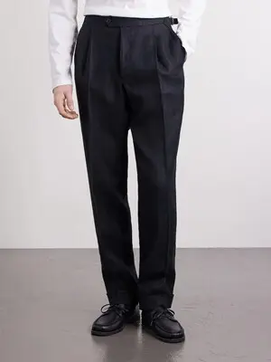 SAMAN AMEL Amie Straight-leg Linen Suit Trousers - Black