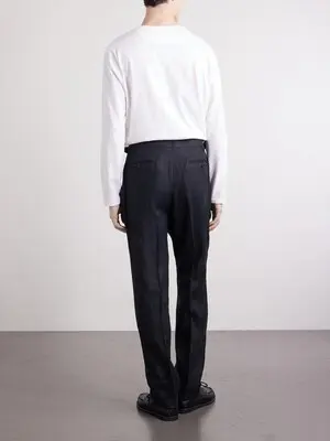 SAMAN AMEL Amie Straight-leg Linen Suit Trousers - Black