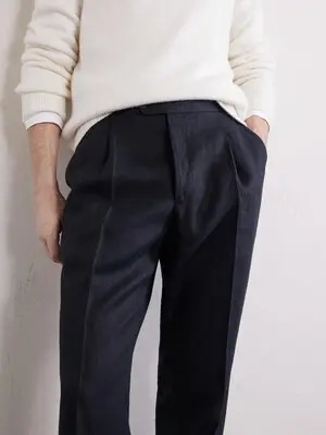 SAMAN AMEL Amie Straight-leg Linen Suit Trousers - Black