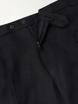 SAMAN AMEL Amie Straight-leg Linen Suit Trousers - Black