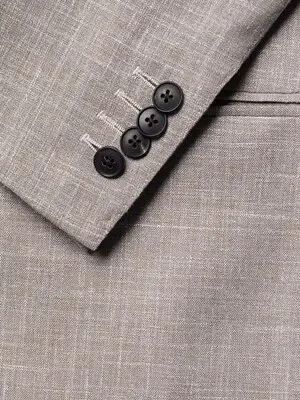 SAMAN AMEL Slim-fit Basketweave Wool, Silk, And Linen-blend Blazer