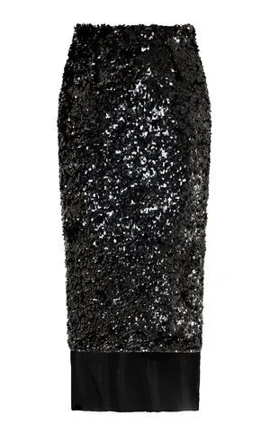 LA FUORI Sequined Column Skirt