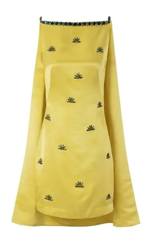 LA FUORI Silk Mini Dress With Cape Detail