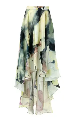 LA FUORI Abstract Burst Silk Midi Skirt