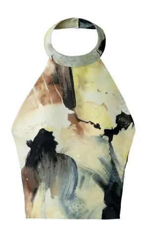 LA FUORI Abstract Burst Halter Top - Print
