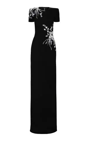 Naeem Khan Hand-beaded Embroidered Crepe Gown - Black
