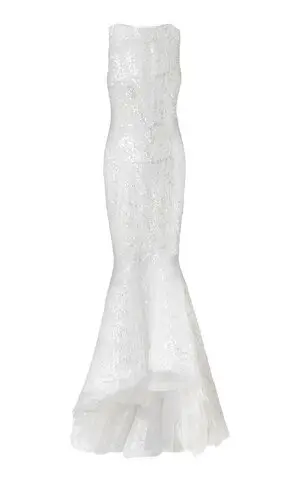 LA FUORI Crescent Moonveil Strapless Midi Dress - White