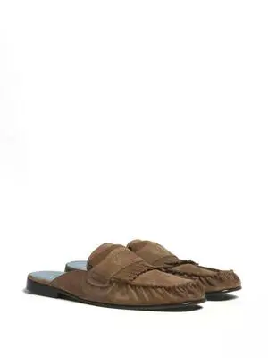 Marni Suede Sabot With Fringe Trim