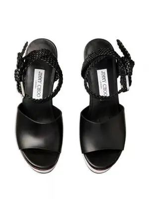 JIMMY CHOO Jori 100 Braided Sandals - Black