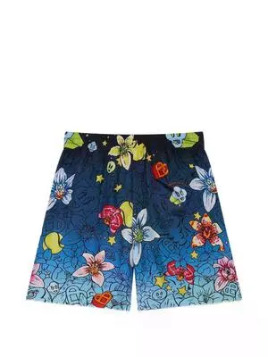 Casablanca Collage D'icones Graphiques Printed Silk Shorts