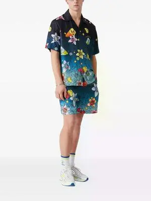 Casablanca Collage D'icones Graphiques Printed Silk Shorts - Midnight Navy