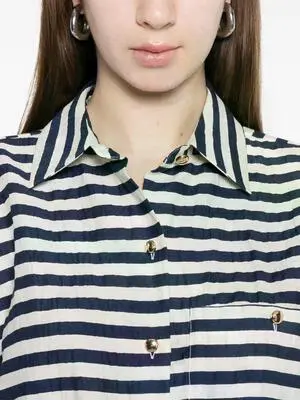 Maje Cropped Striped Linen-blend Shirt - Blue