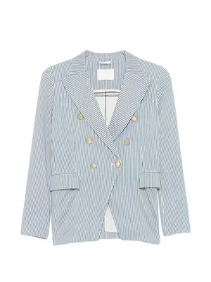 CIRCOLO 1901 Striped Double-breasted Jacket - Blue