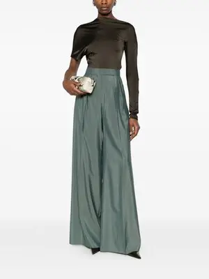 Max Mara Wool Wide-leg Trousers - Green